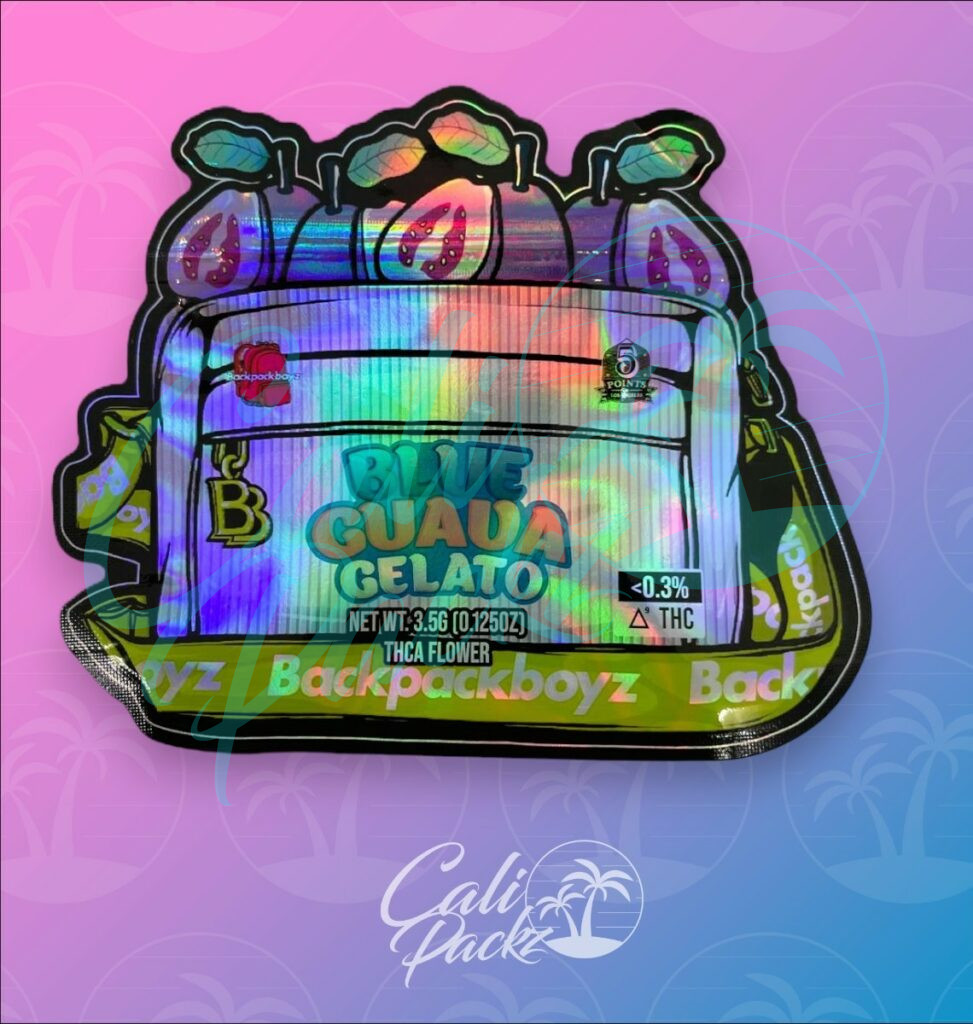 Backpack Boyz Blue Guava Gelato 2024 Cali Pack Die Cut 3.5g Mylar Bag ...